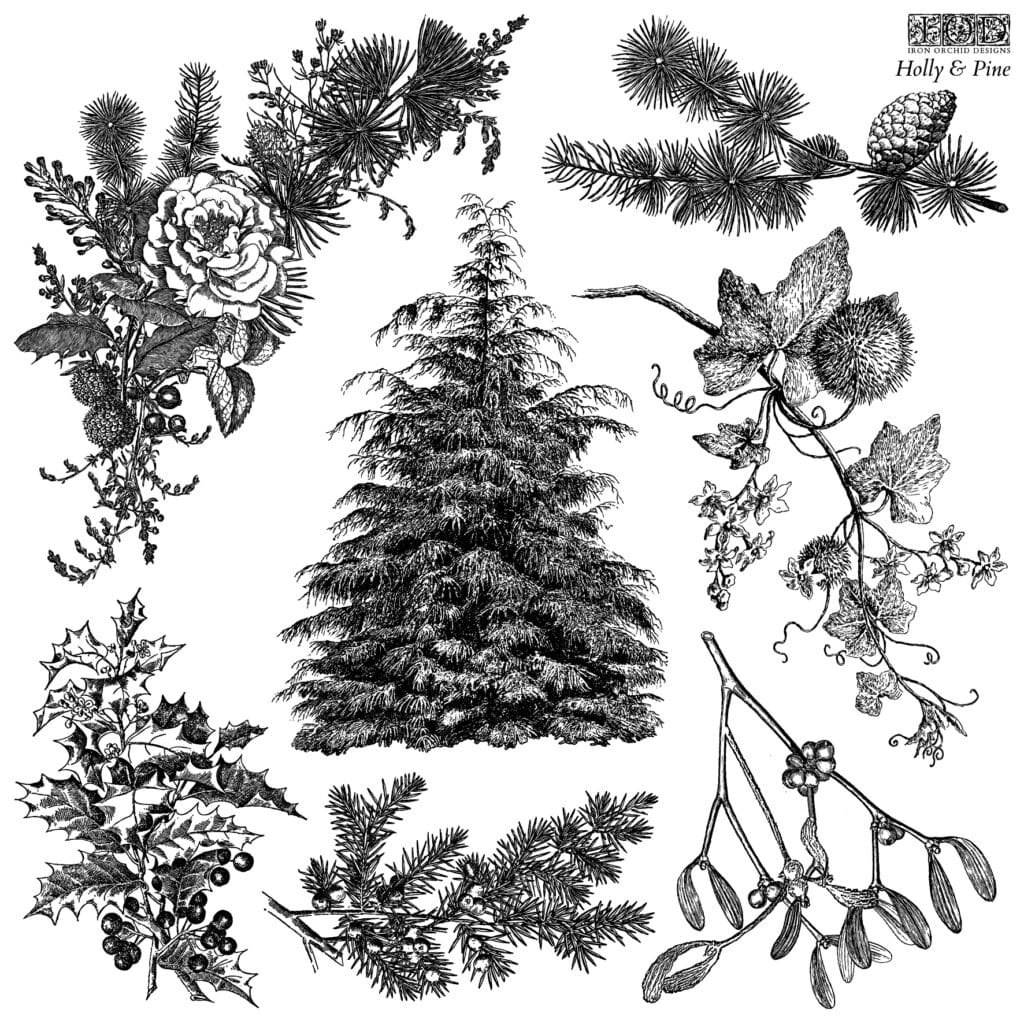 IOD Decor Stempel Holly & Pine - Elfen & Helden
